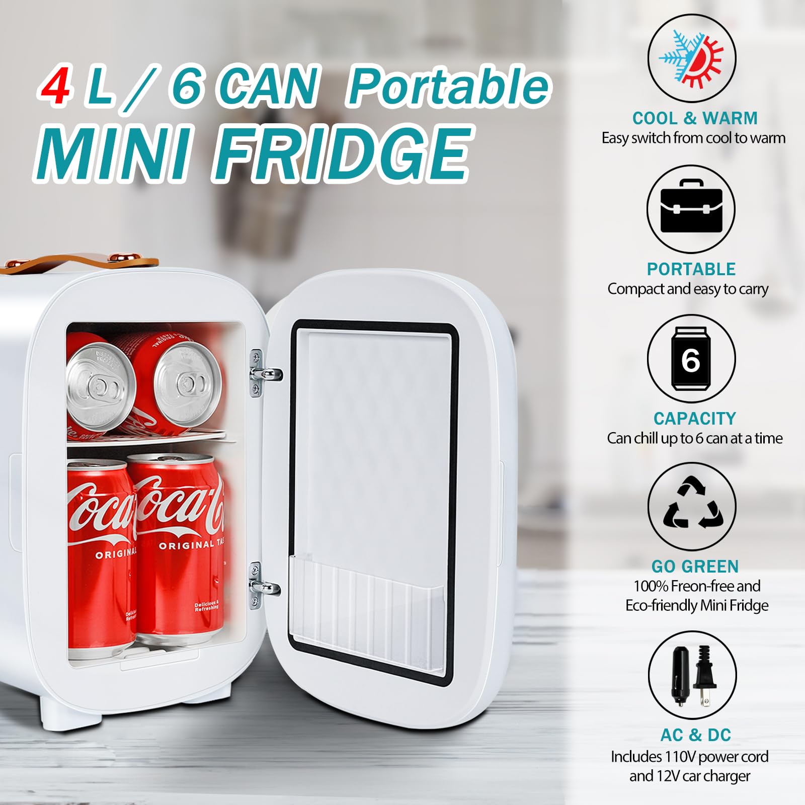 CAYNEL Mini Fridge Portable Thermoelectric 4L Cooler for Skincare,Beau ...